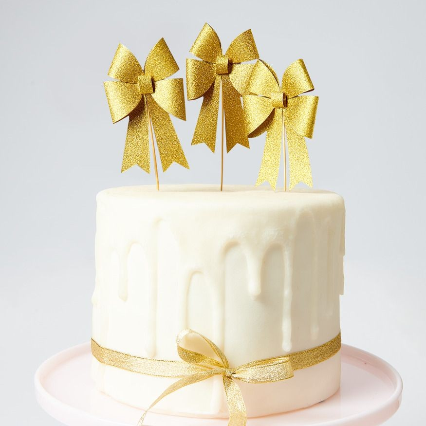 Gold Bow Cake Picks | Red Bow Cocktail Picks – Pretty Little Party Shop