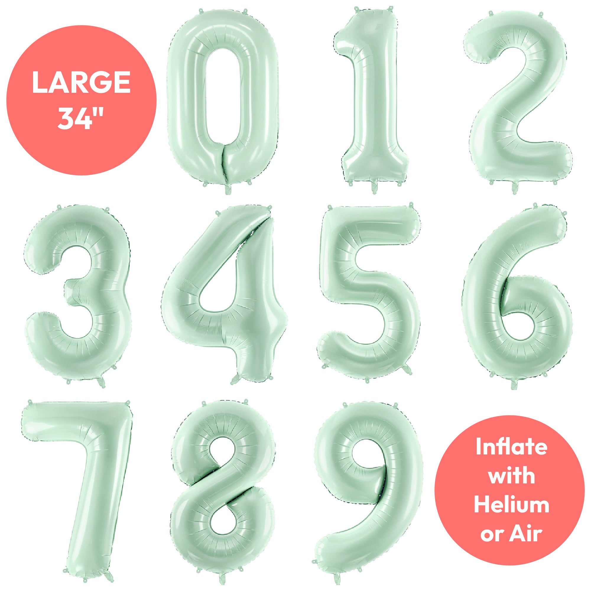 Large Balloon Numbers | Mint Green Helium Number Balloons – Pretty ...