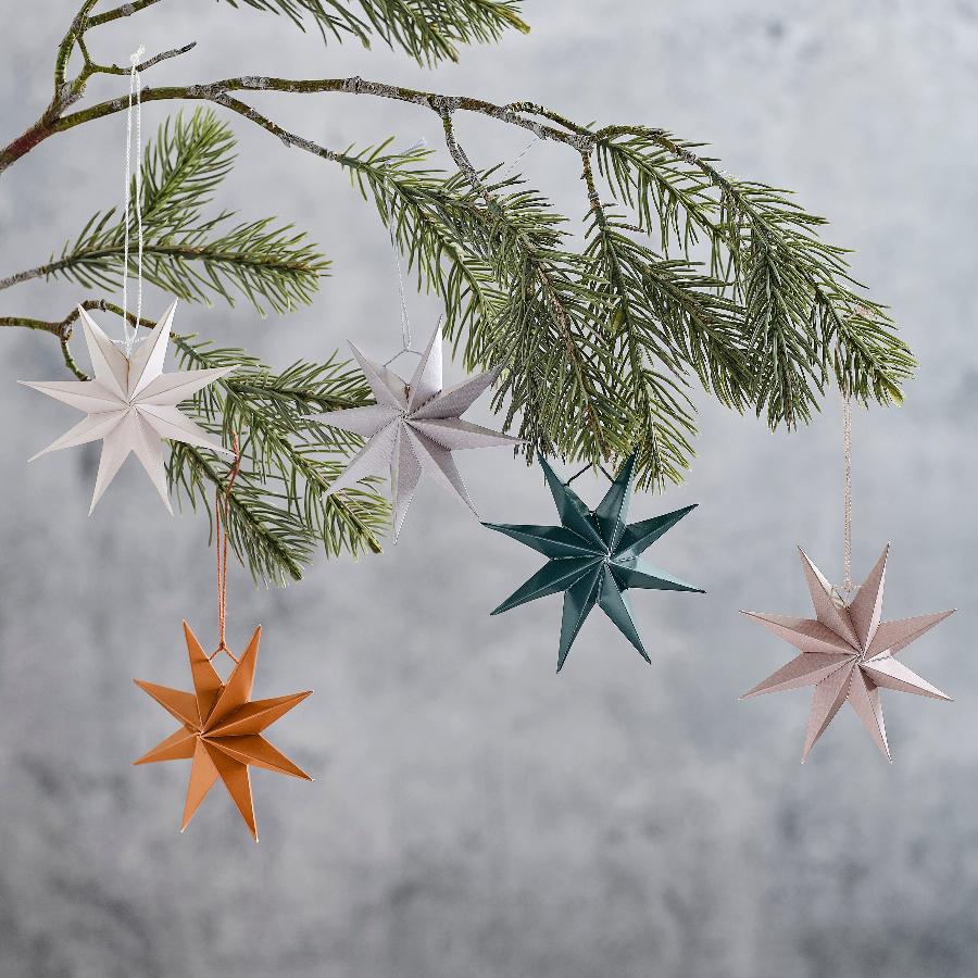 Hanging Folded Star Tree Decorations | Nordic Star Decorations – Pretty ...