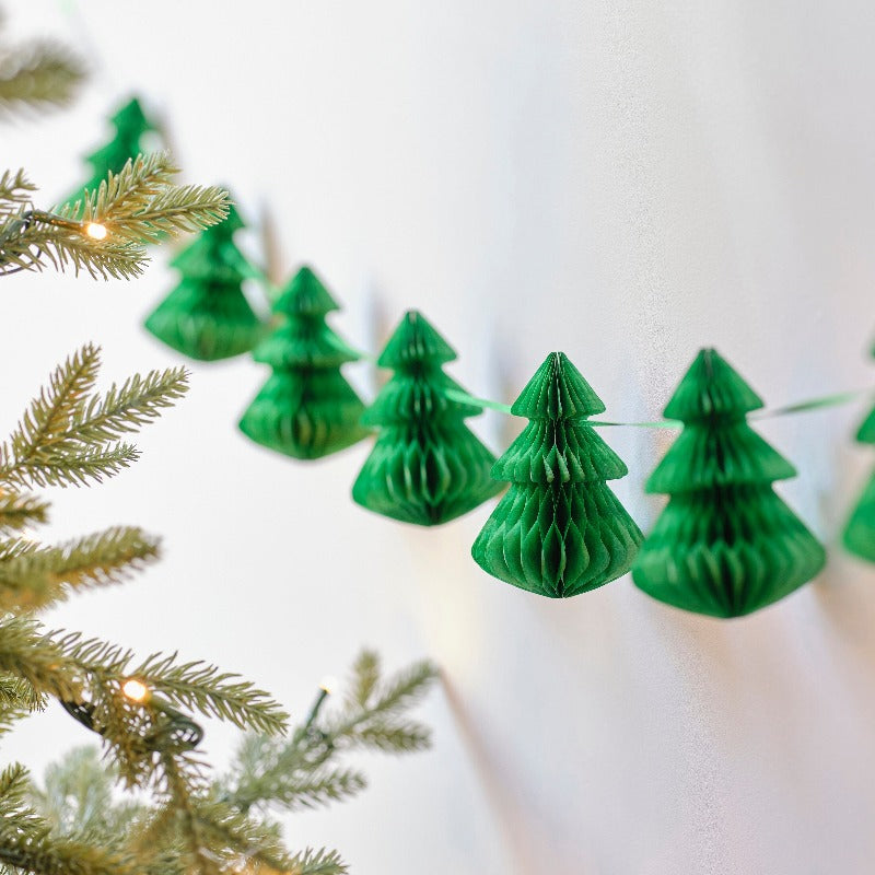 Paper Honeycomb Christmas Tree Garland | Green Honeycomb Trees – Pretty ...