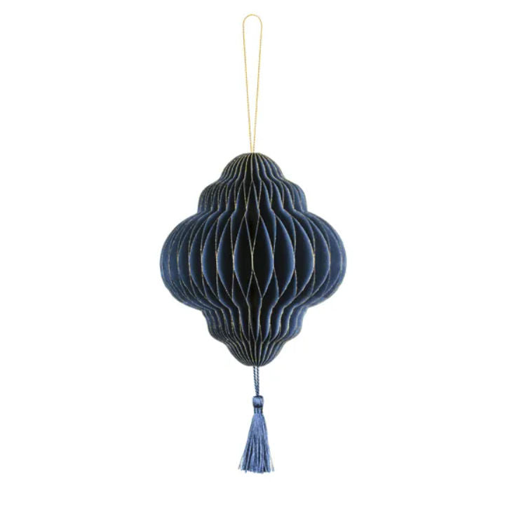 Paper Honeycomb Christmas Decoration | Navy with a Tassel – Pretty ...