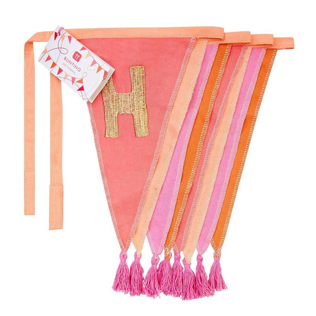 Eco Party Bunting Decorations | Fabric Tassel Bunting - Happy Birthday ...