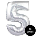 Large Foil Number Balloons | Silver Number Helium Balloons online ...