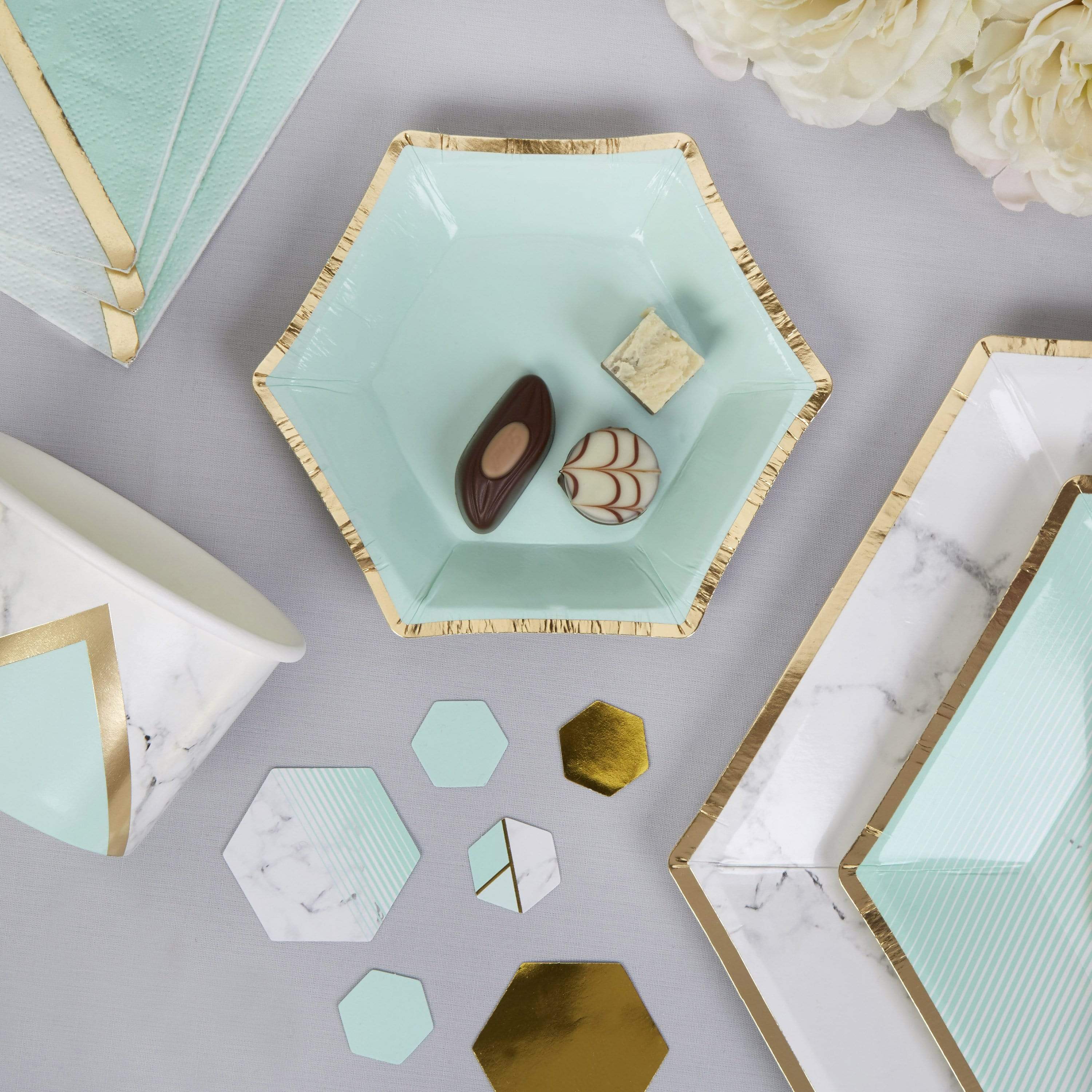 Mint Marble Paper Plate | Adult Paper Plates | Modern Party Supplies ...