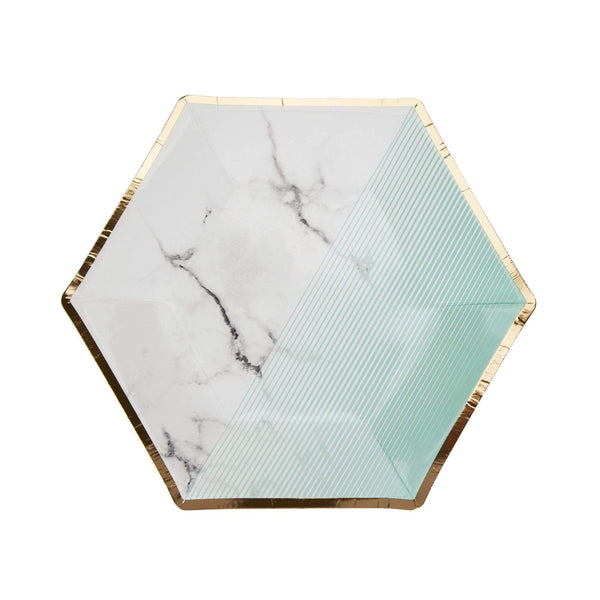 Mint Marble Paper Plate | Adult Paper Plates | Modern Party Supplies ...