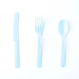 Baby Blue Plastic Cutlery | Disposable Party Utensils – Pretty Little ...