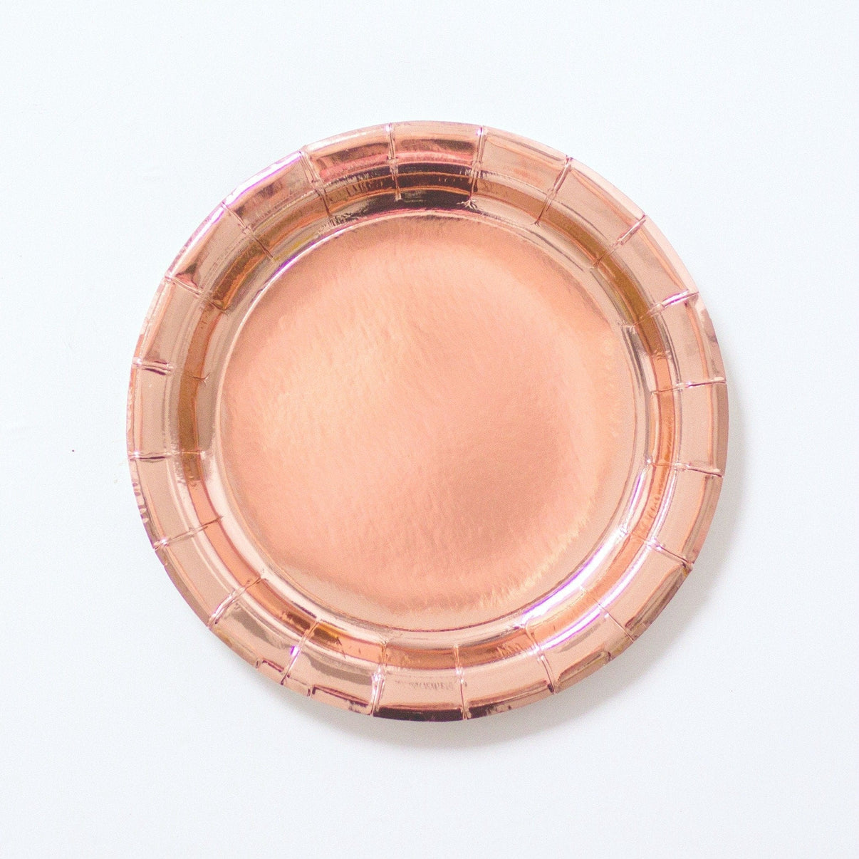 Shiny Rose Gold Small Paper Plates | Plain Party Plates and Cups ...
