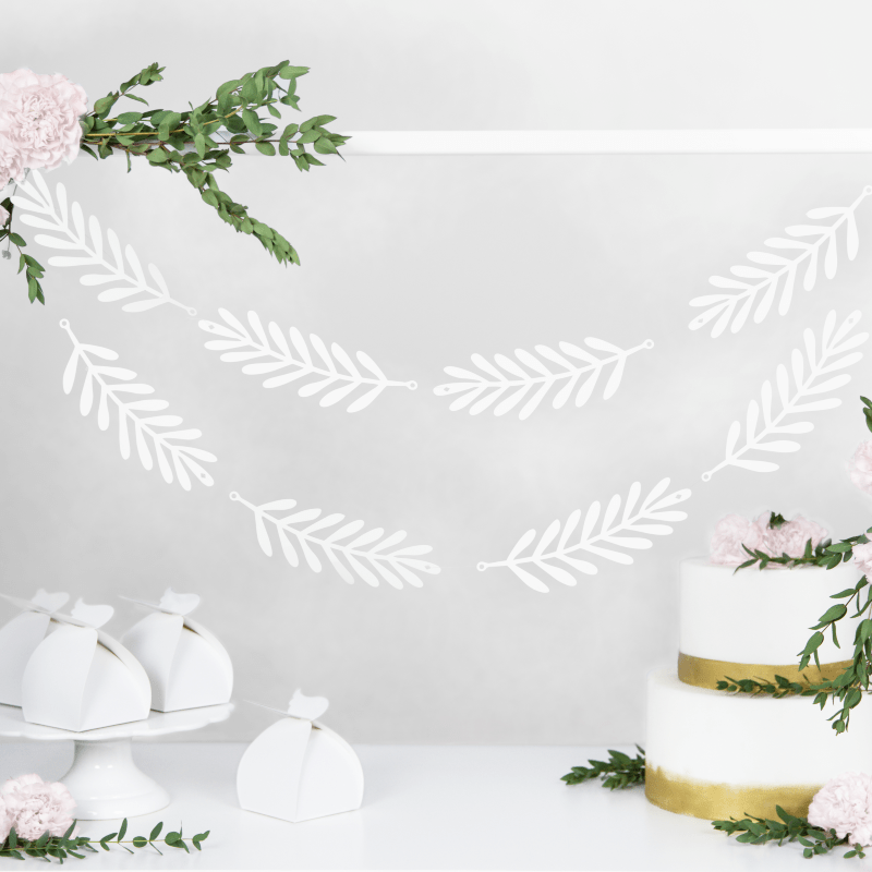 White Leaf Garland Backdrop | Weddding Backdrop installation DIY ...
